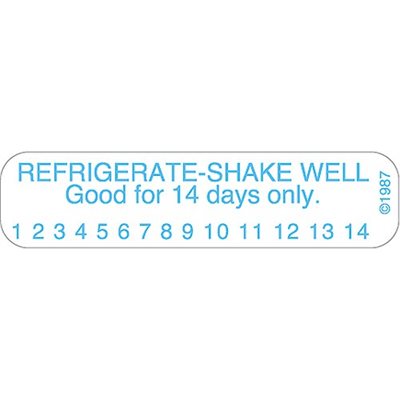 Label "Refrigerate-Shake Well. Good for 14 days only"