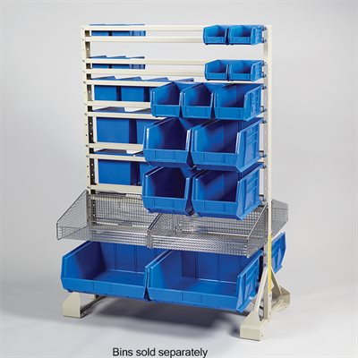 Bin Rack, Double Sided, 16 Rails