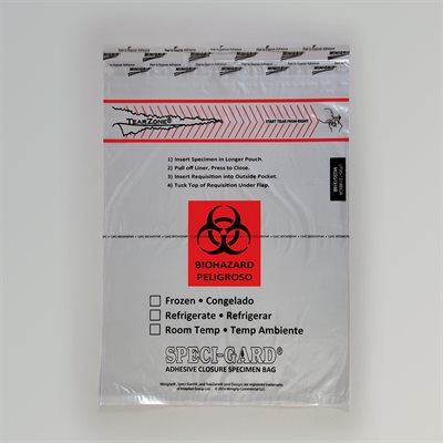 Biohazard Specimen Transport Bags, 13 x 18