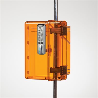 Lock-To-Pole IV Lock Box with Keyless Entry Digital Lock, Amber