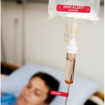 IV Line Tracing Piggyback Labels, Heparin