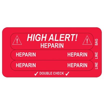 IV Line Tracing Piggyback Labels, Heparin