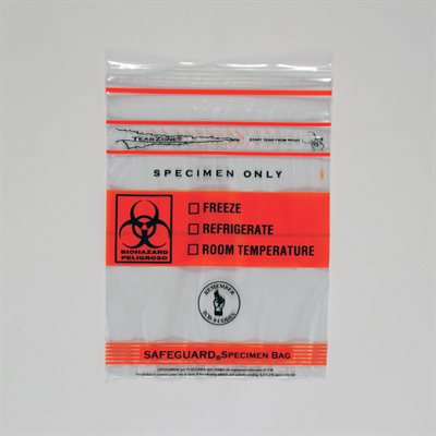Biohazard Specimen Bags, 8 x 10