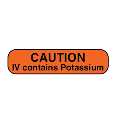 LABEL CAUTION IV CONTAINS POTASSIUM BLK / FLO ORANGE