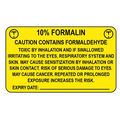 Label: 10% Formalin Caution Contains Formaldehyde...