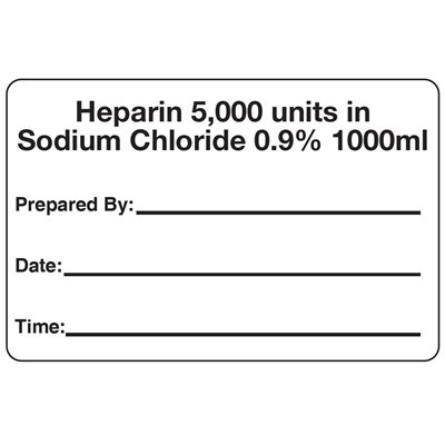 Label: Heparin 5000 Units in Sodium Chloride 0.9% 1000 ml
