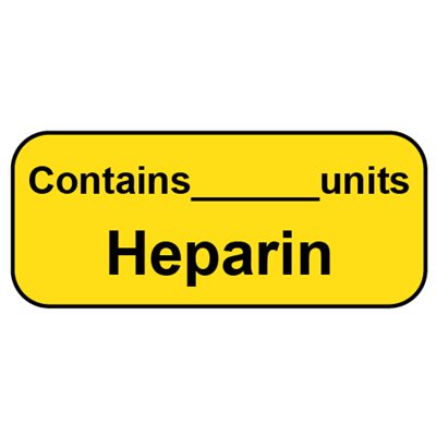 Label: Contains ___units Heparin