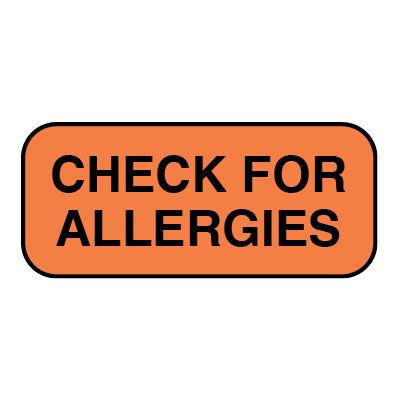 Label: "CHECK FOR ALLERGIES"