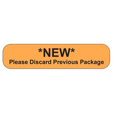 Label: "*NEW* Please Discard Previous Package"