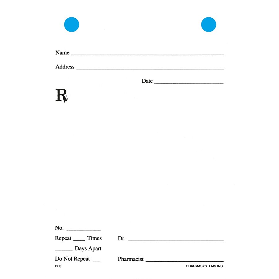 Prescription Pads, 4.25 x 6" (hole punched)