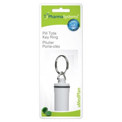 Pill Tote Key Ring, White