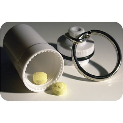 Pill Tote Key Ring, White