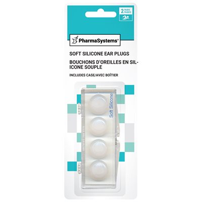 Soft Silicone Clear Ear Plugs, 2 Pairs