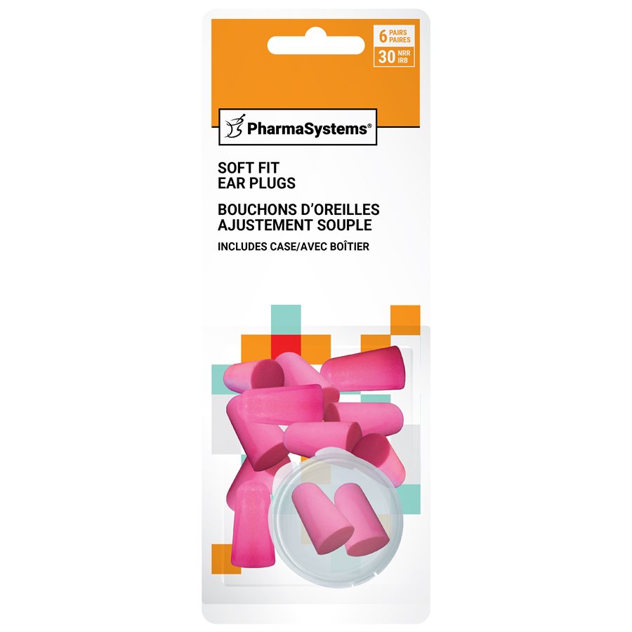Tapered Soft Foam Pink Ear Plugs, 6 Pairs