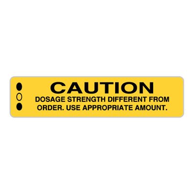 Label "Caution Dosage Strength Different from…"