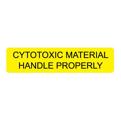 Label "Cytotoxic Material Handle Properly"
