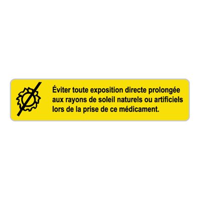 French Label: "Avoid sun exposure"